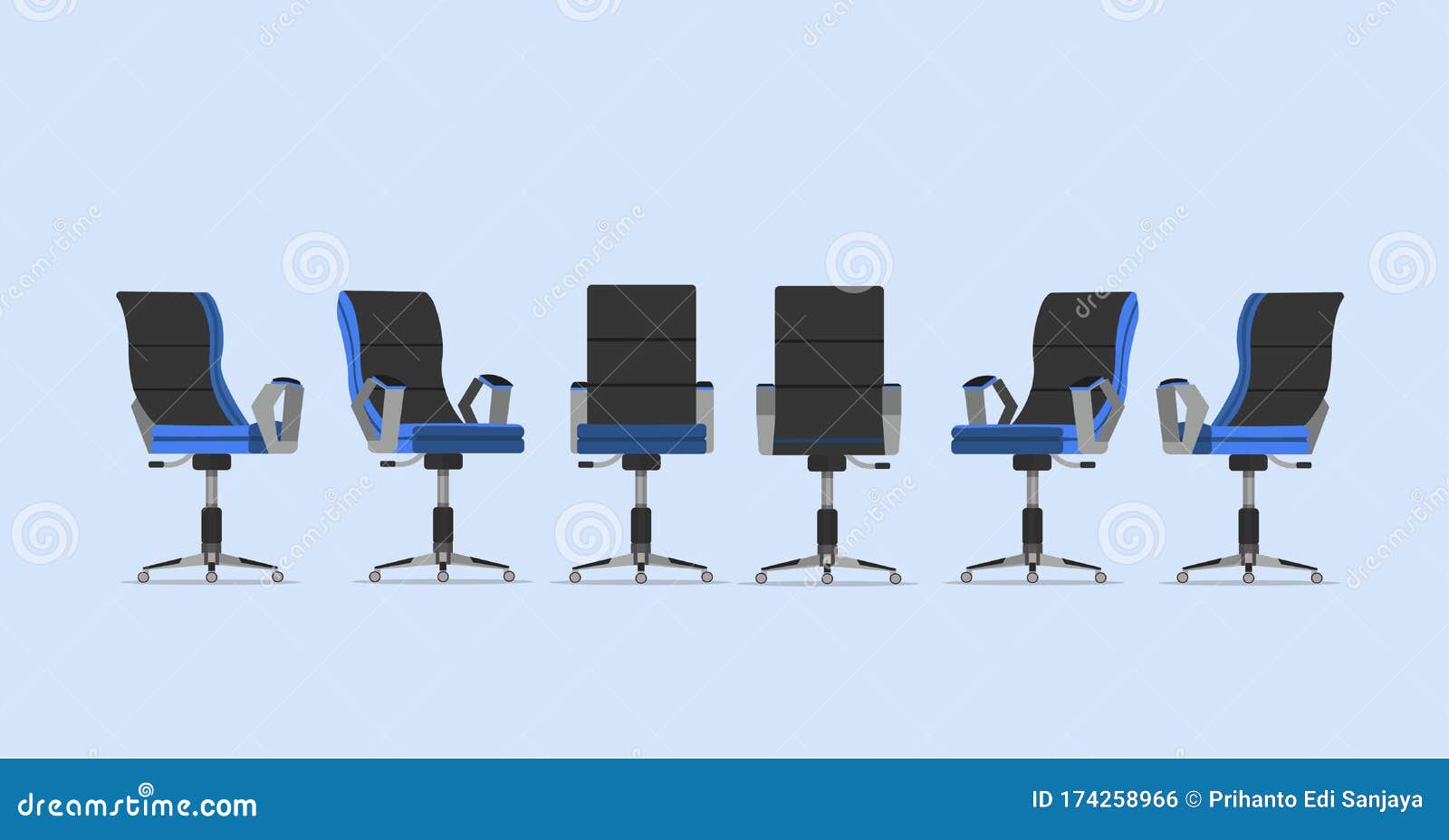 Office Chair Design with Different Points of View Stock Vector ...