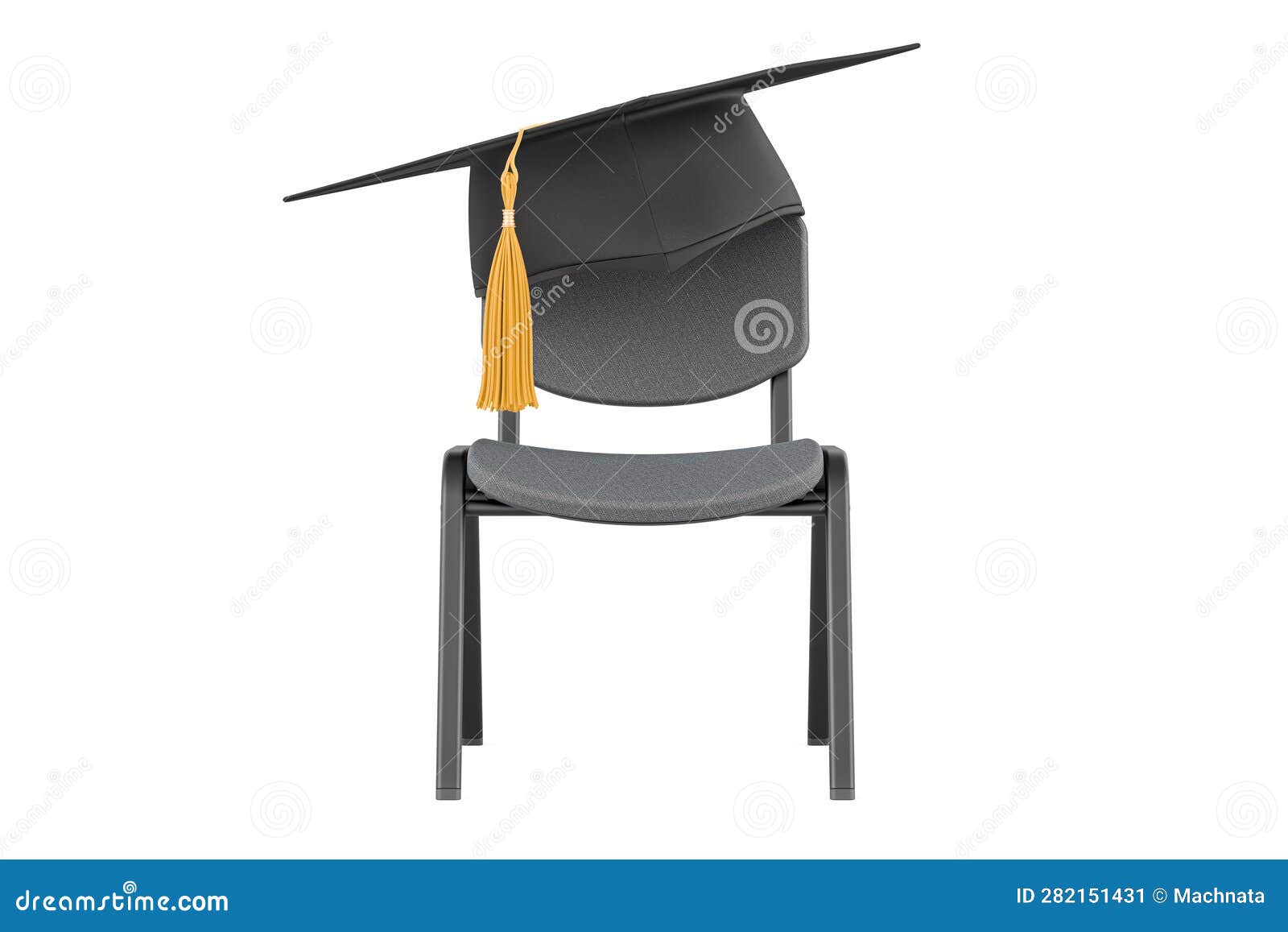 Office Chair with Education Hat. 3D Rendering Stock Illustration ...