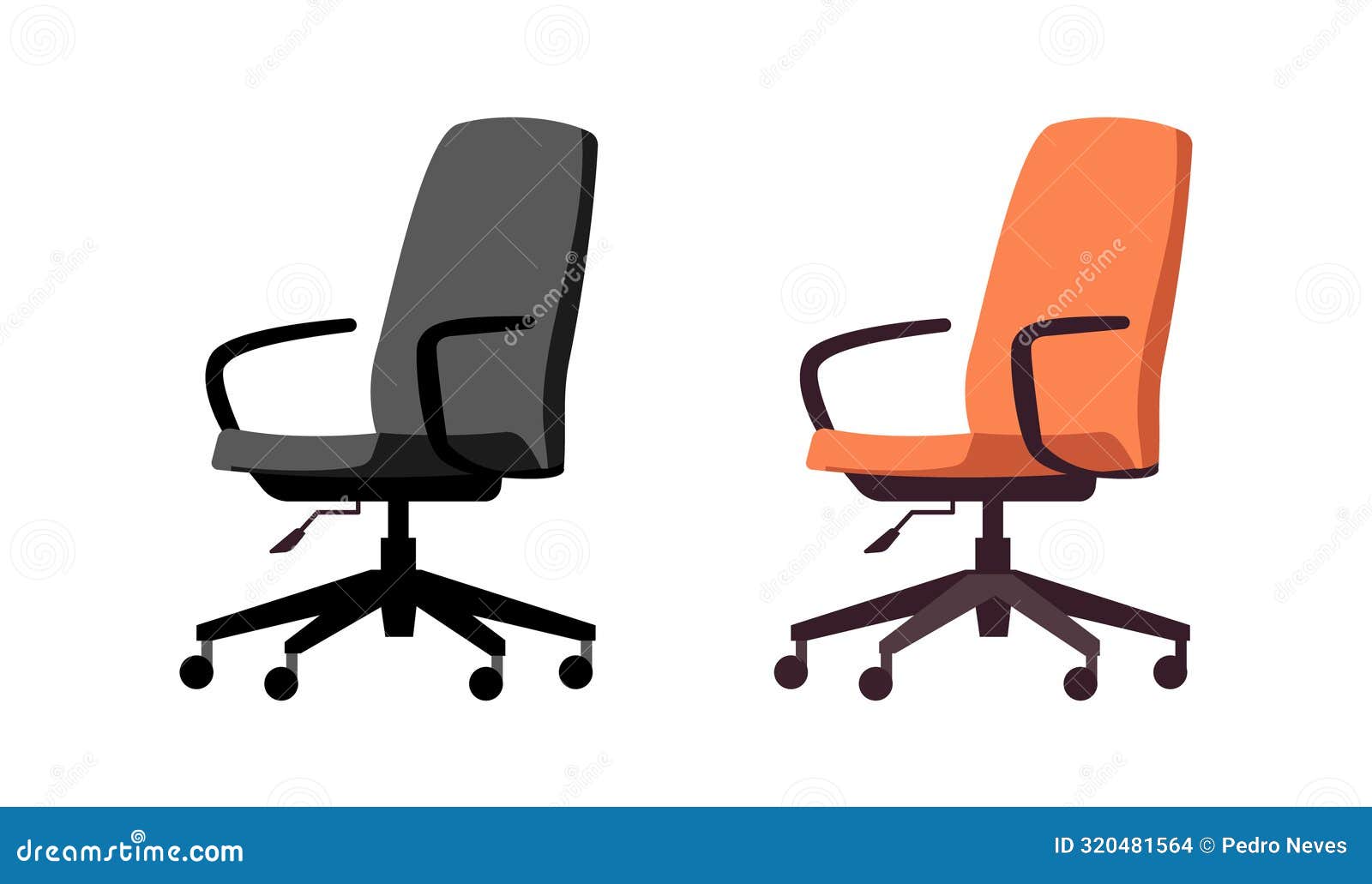 Office Chair Graphic Illustration. Black and Orange Versions Stock ...