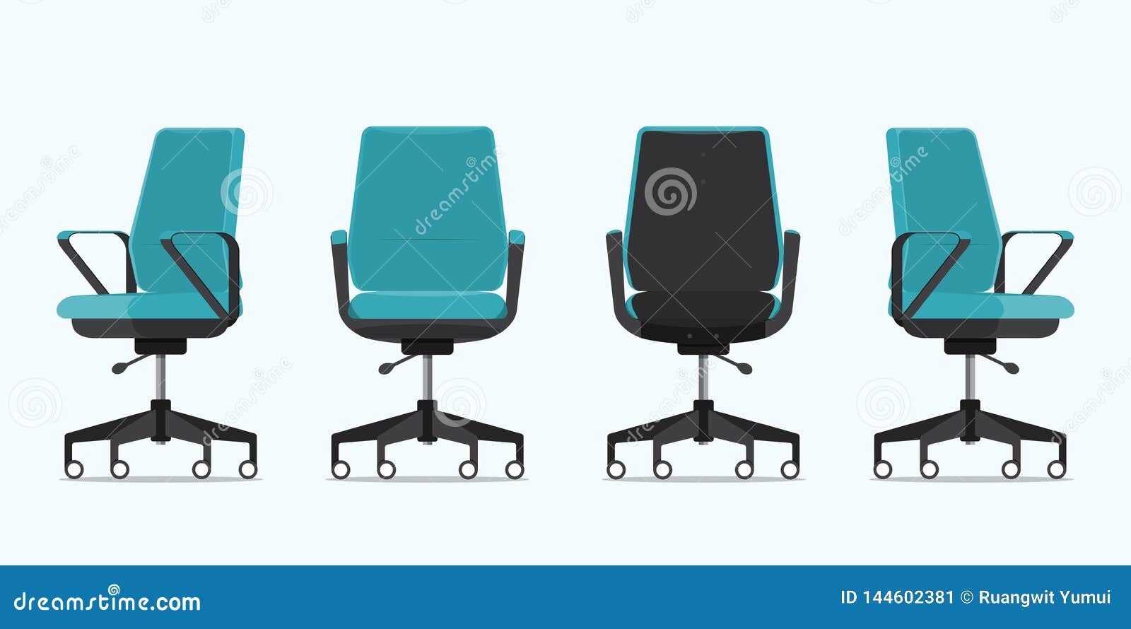 Office Chair or Desk Chair in Various Points of View. Armchair or Stool ...