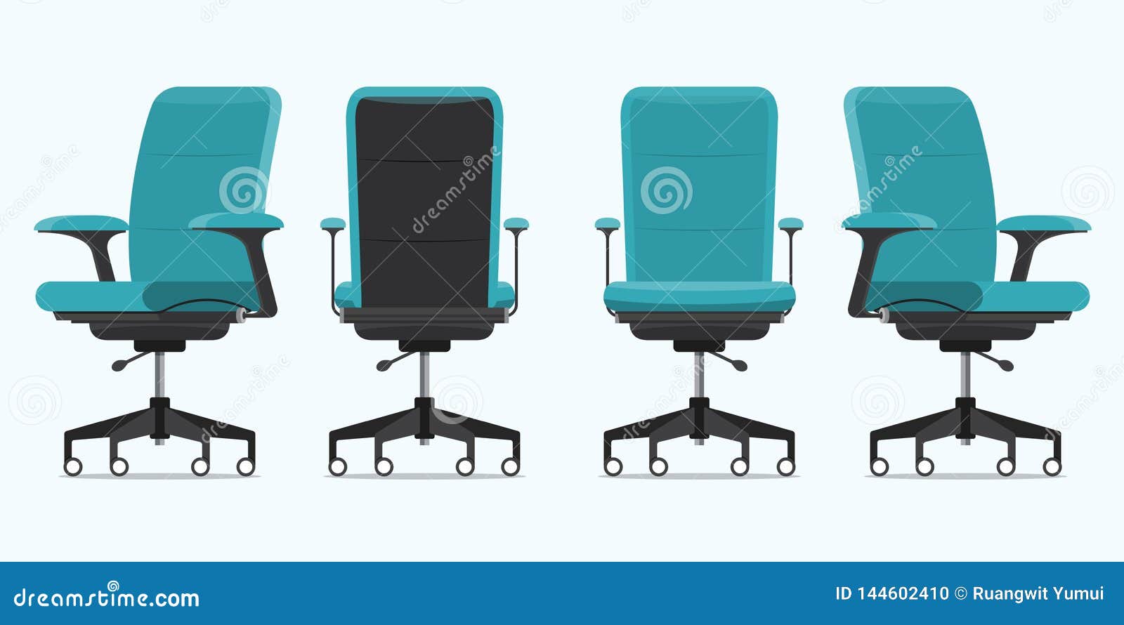 Office Chair or Desk Chair in Various Points of View. Armchair or Stool ...
