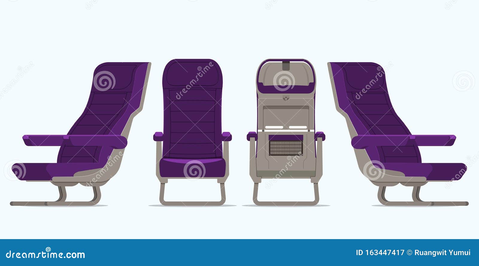 Airplane Seat in Various Points of View. Furniture Icon for Plane ...