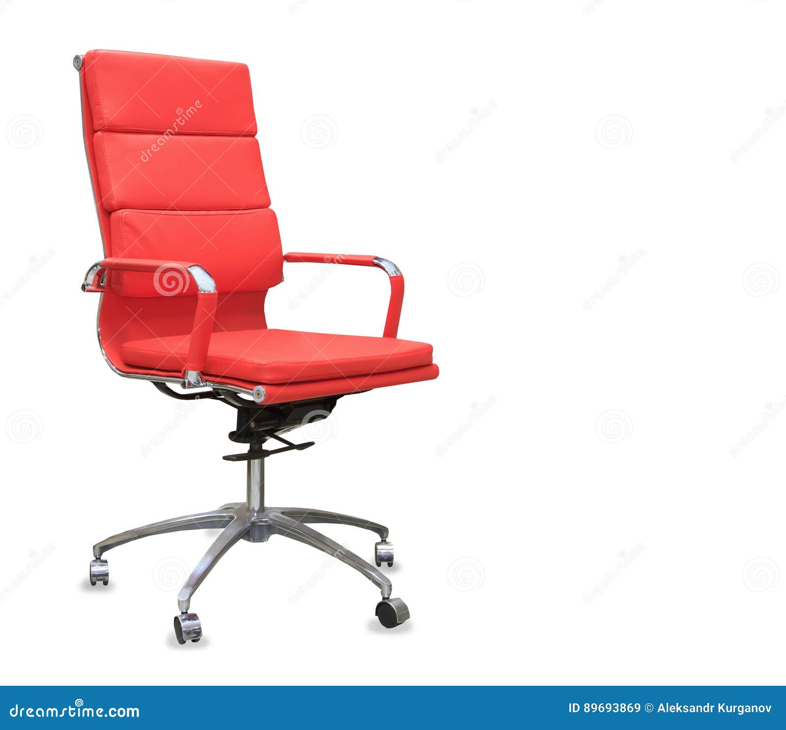 Office Chair from Red Leather. Isolated Stock Image - Image of interior ...