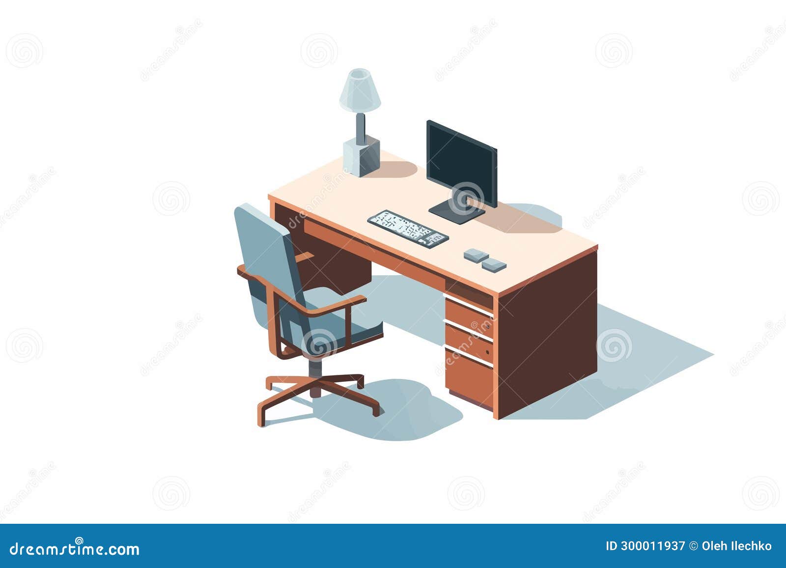 Office Chair and Table Isolated Vector Style Illustration Stock Image ...