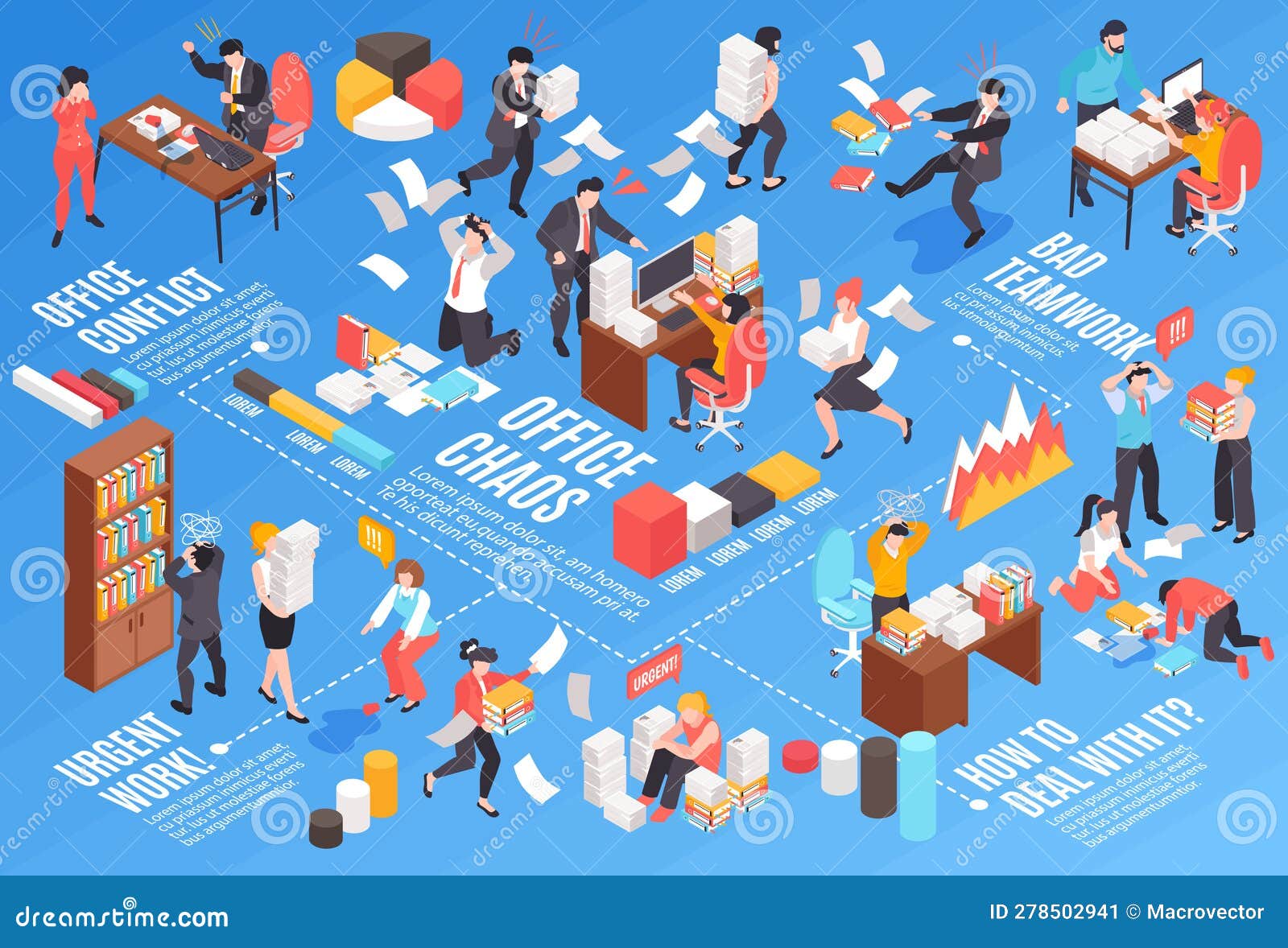 Office Chaos Infographic Composition Stock Vector - Illustration of ...