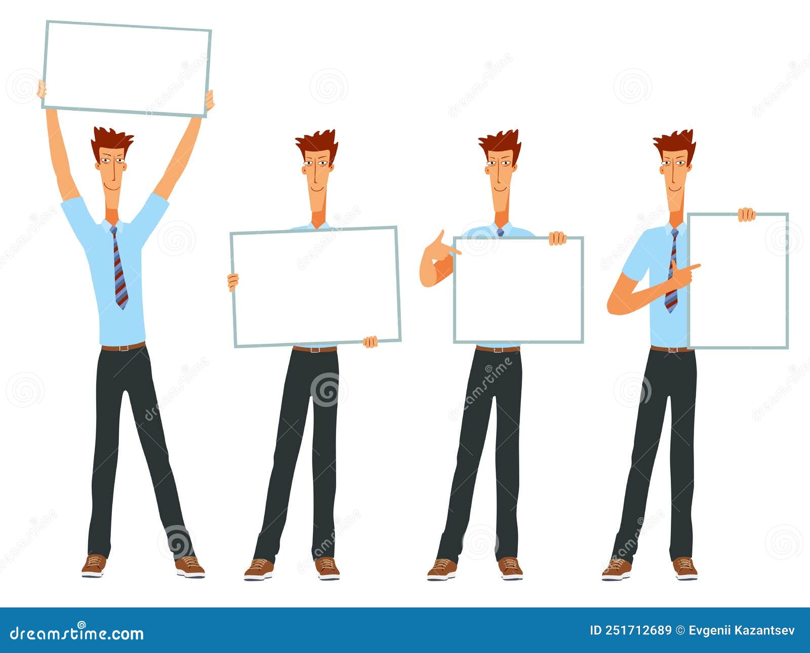 An Office Character. Cute Funny Guy Shows a Sign Stock Vector ...