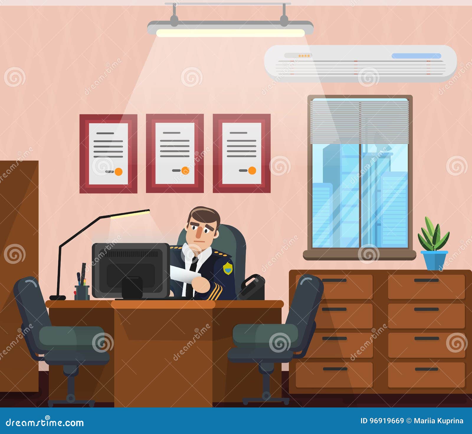 Office of the Chief of Police. Stock Vector - Illustration of buildings ...