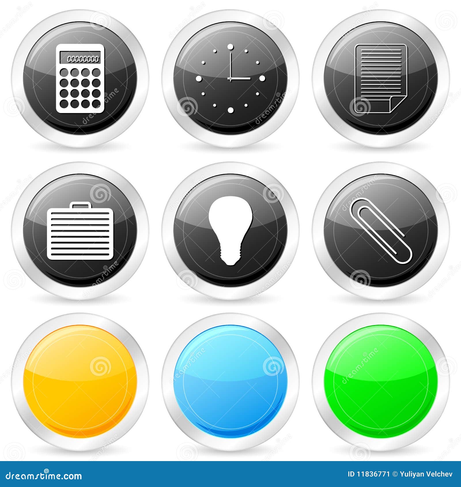 Office circle icon set stock vector. Illustration of business - 11836771