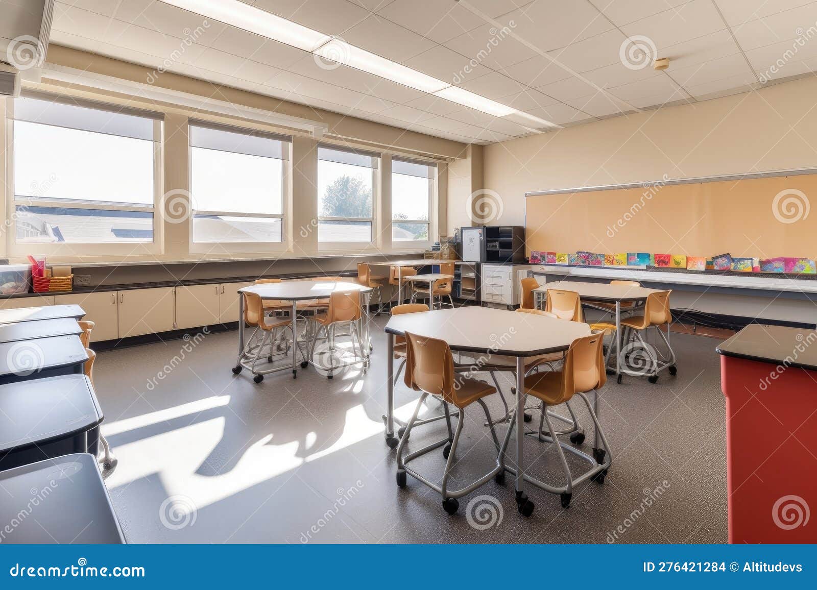 Office or Classroom with Ergonomic Furniture, Seating, and Learning ...