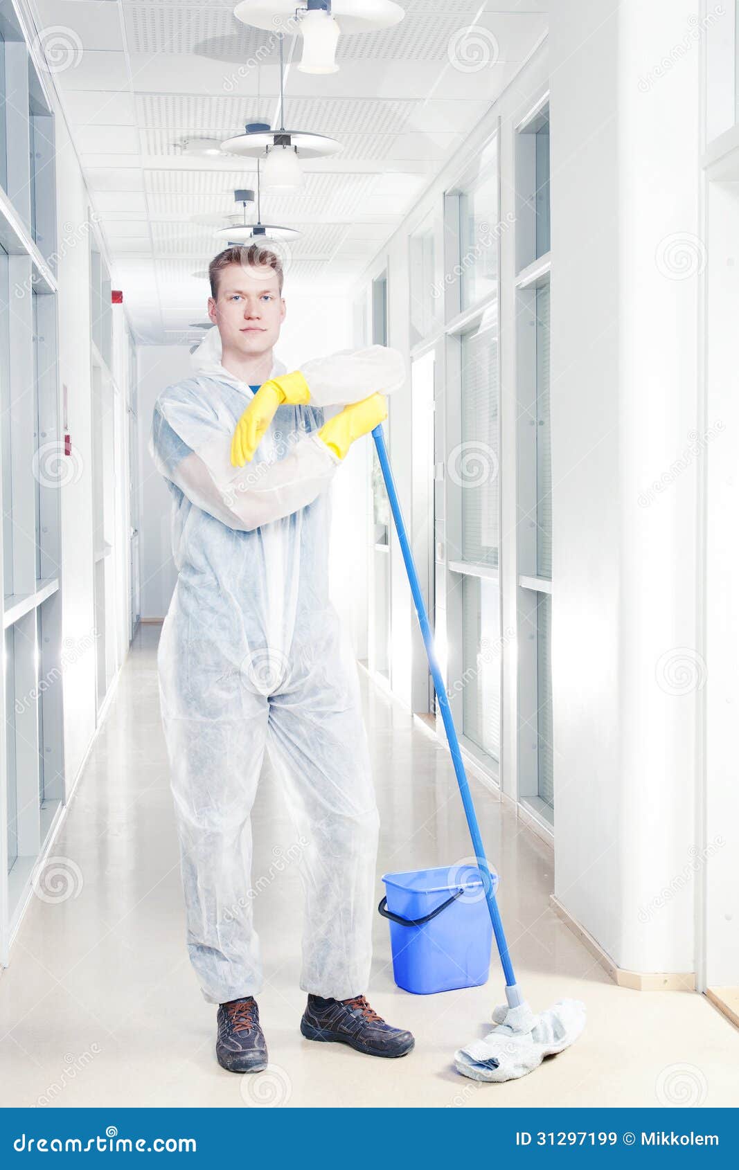 Office Cleaning in Overalls Stock Image - Image of caretaker, coverall ...