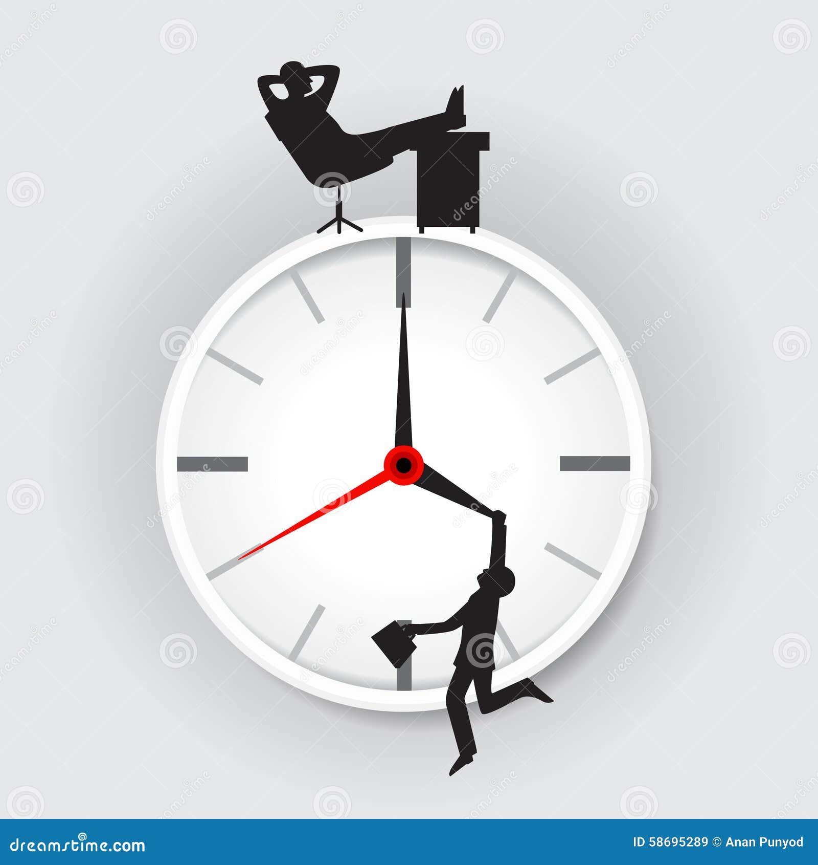 Office Clock and Employees Man and Boss Stock Vector - Illustration of ...