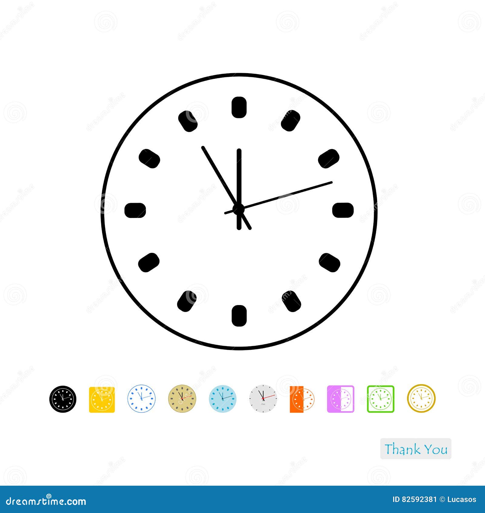 Office Clock Icon in Flat Style Stock Vector - Illustration of design ...