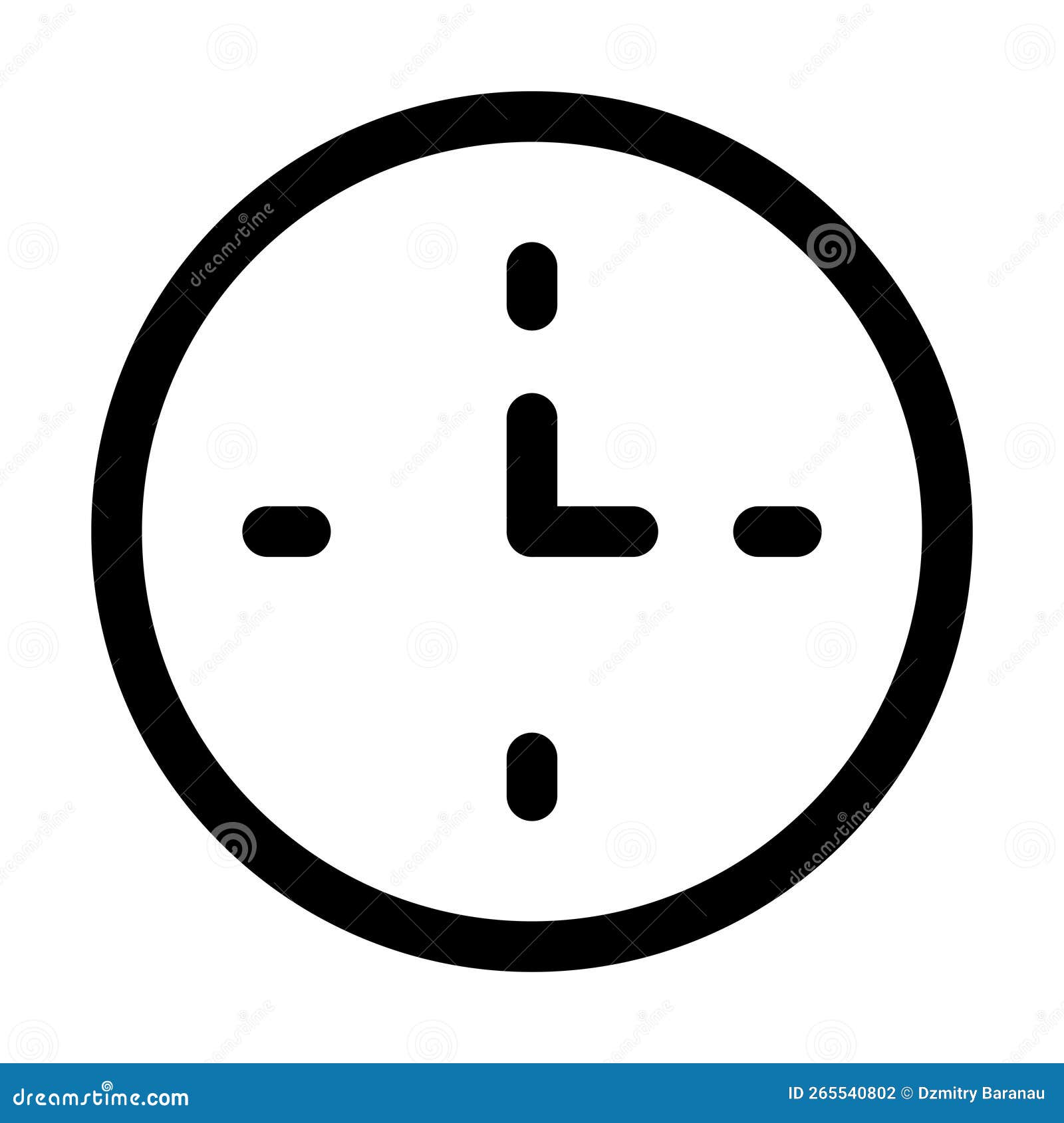 Office Clock Icon Line Isolated on White Background. Black Flat Thin ...