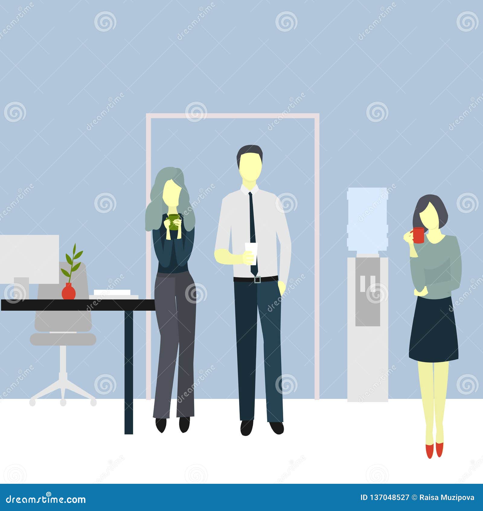 Business Colleague Having Coffee Break in the Office. Stock Vector ...