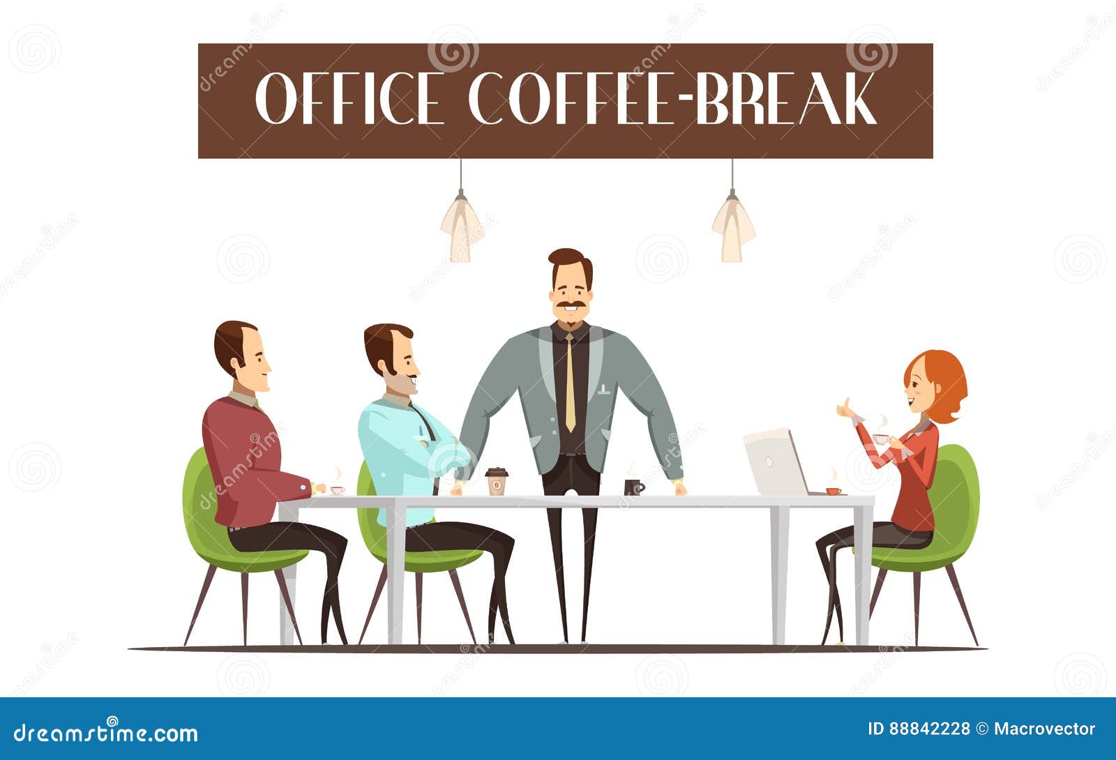 Office Coffee Break Illustration Stock Vector - Illustration of ...