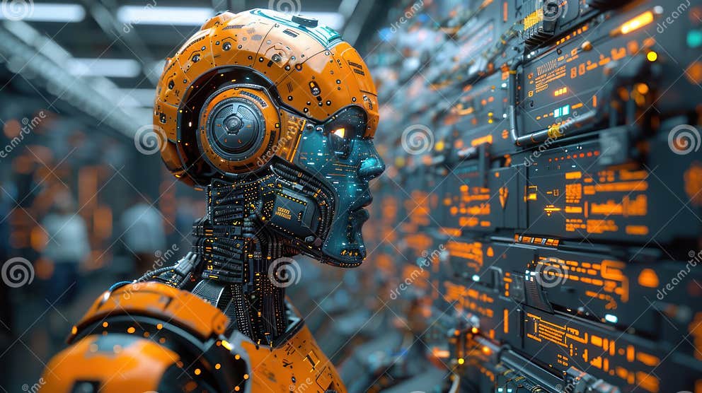 Office Collaboration with AI: Team of Professionals Working Together ...