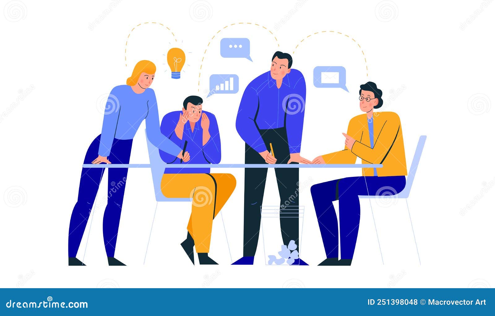 Office Collaboration Scene Composition Stock Vector - Illustration of ...