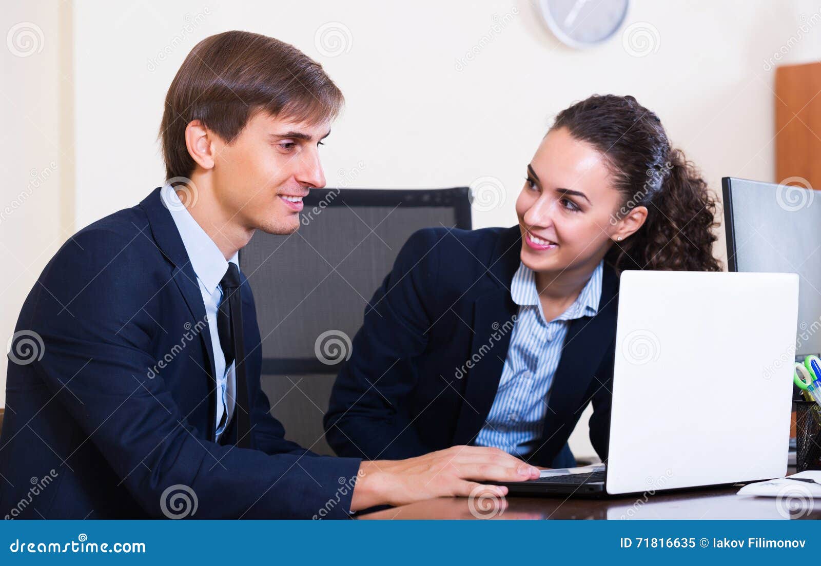 Office Colleagues Successfully Working Together Stock Image - Image of ...