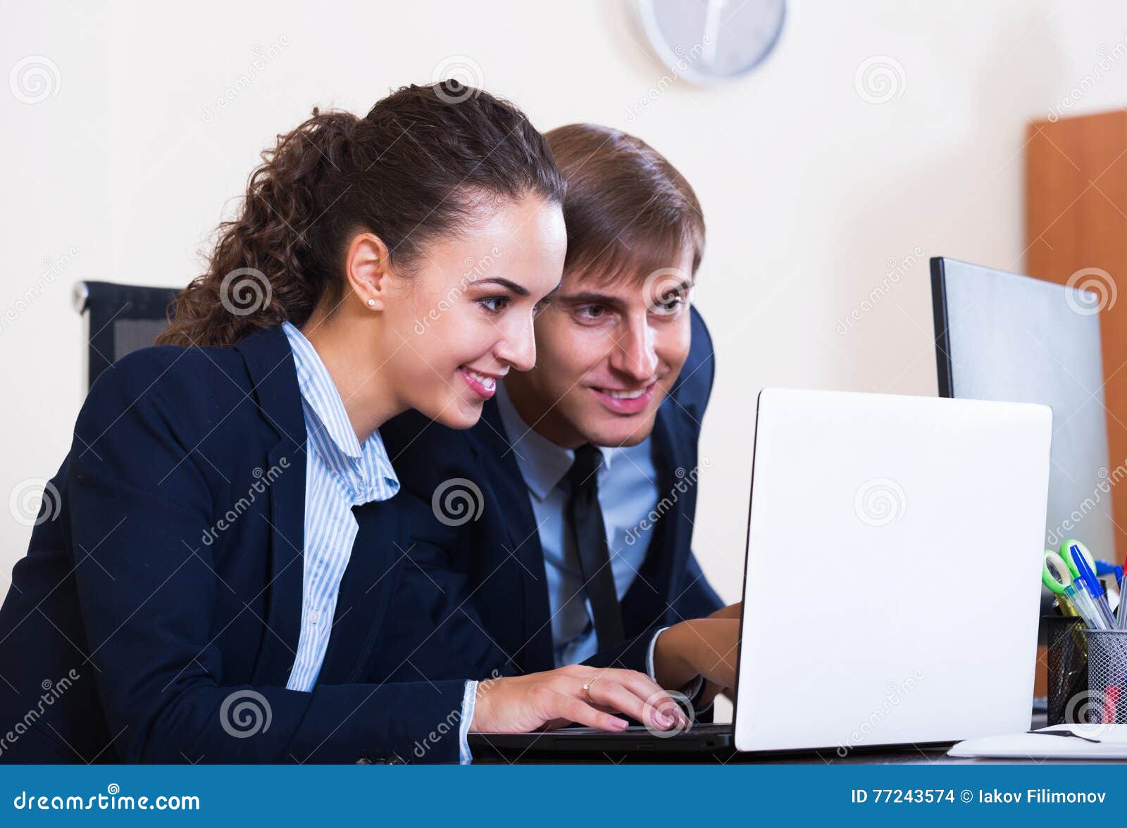 Office Colleagues Successfully Working Together Stock Photo - Image of ...