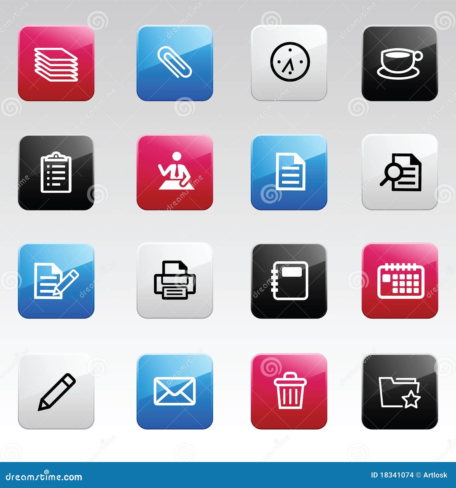 Office color icons stock vector. Illustration of clip - 18341074