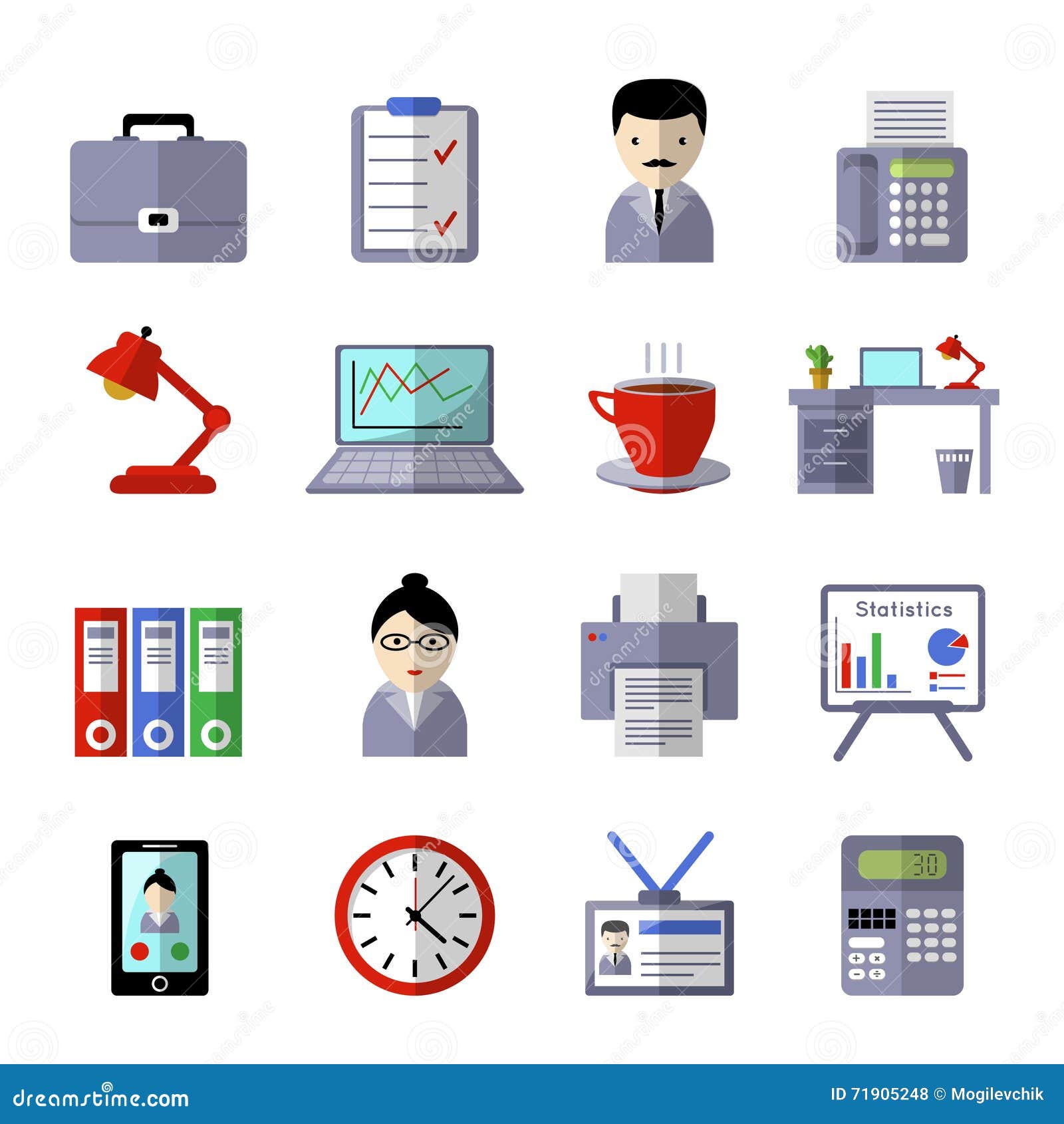 Office Colored Orthogonal Background Vector Illustration ...