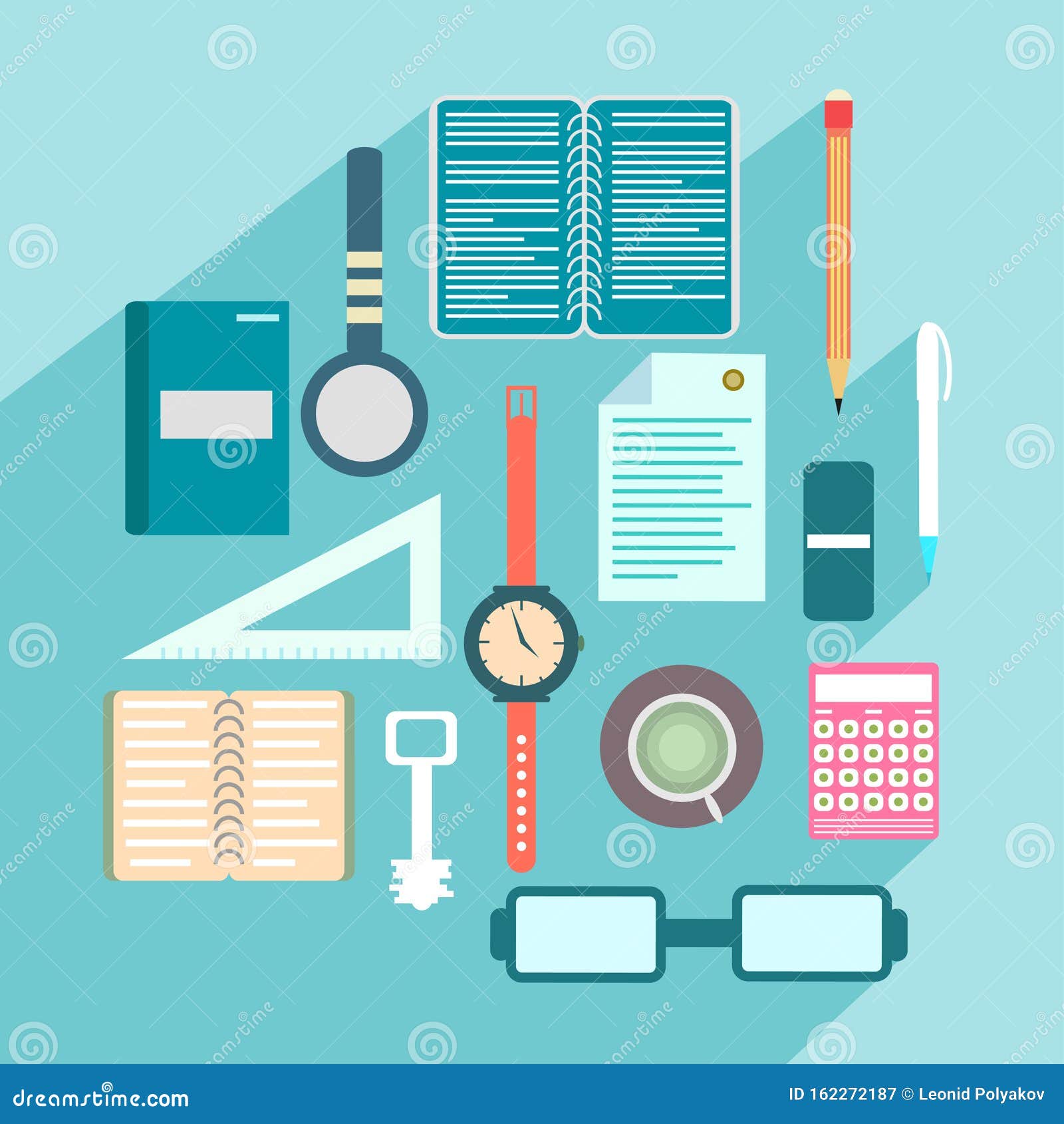 Office Colored Orthogonal Background Vector Illustration ...