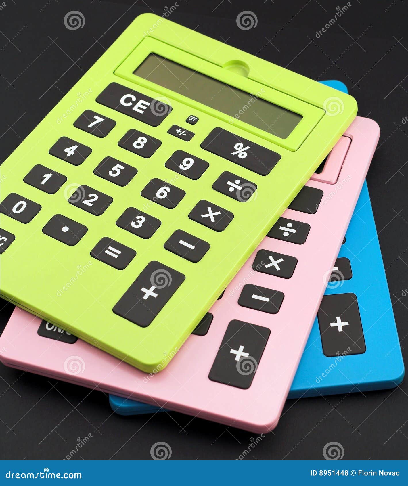 Office Colorful Calculators Stock Photo - Image of elegant, plastic ...