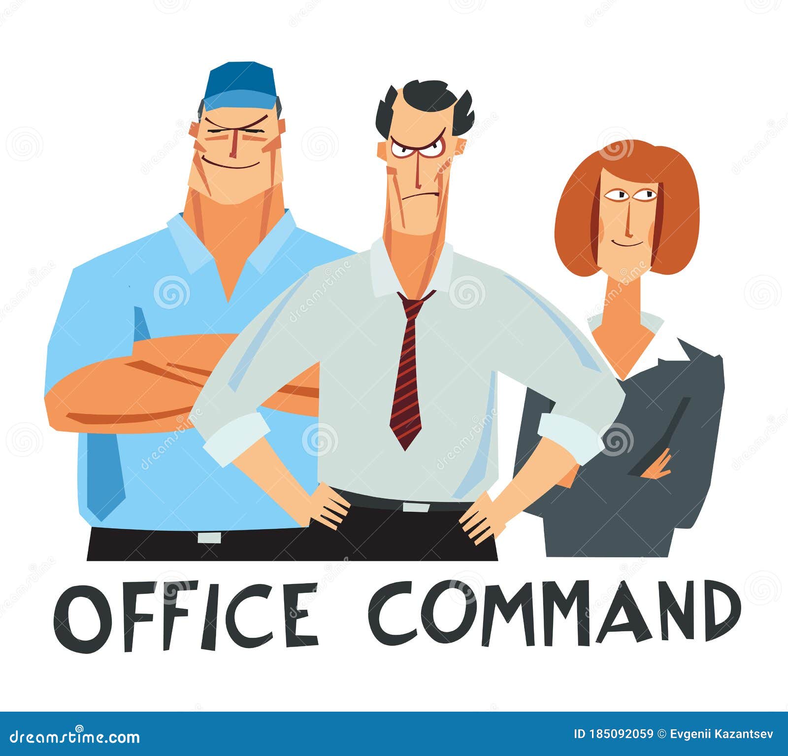 Office Command. Harsh Comic Cartoon Characters Stock Vector ...
