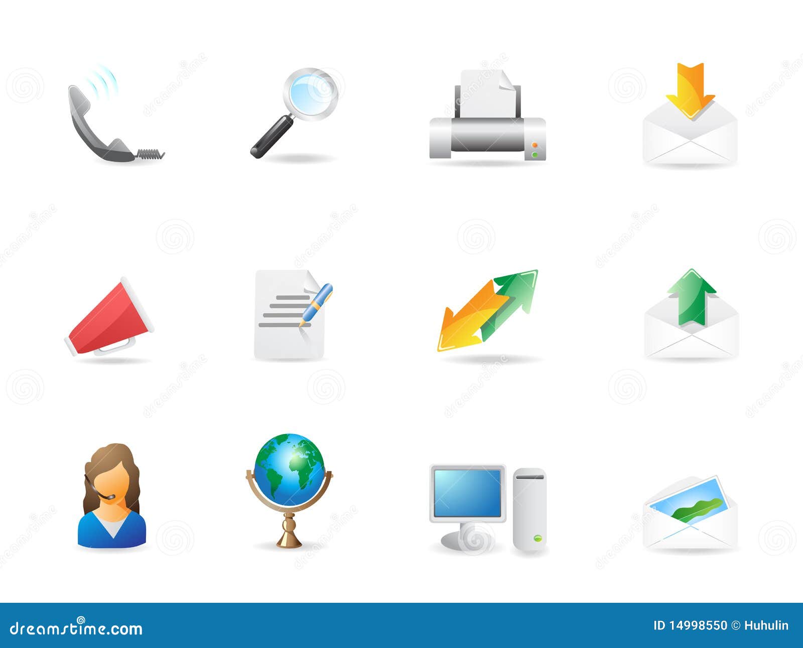Office and Communication Icon Set Stock Vector - Illustration of planet ...