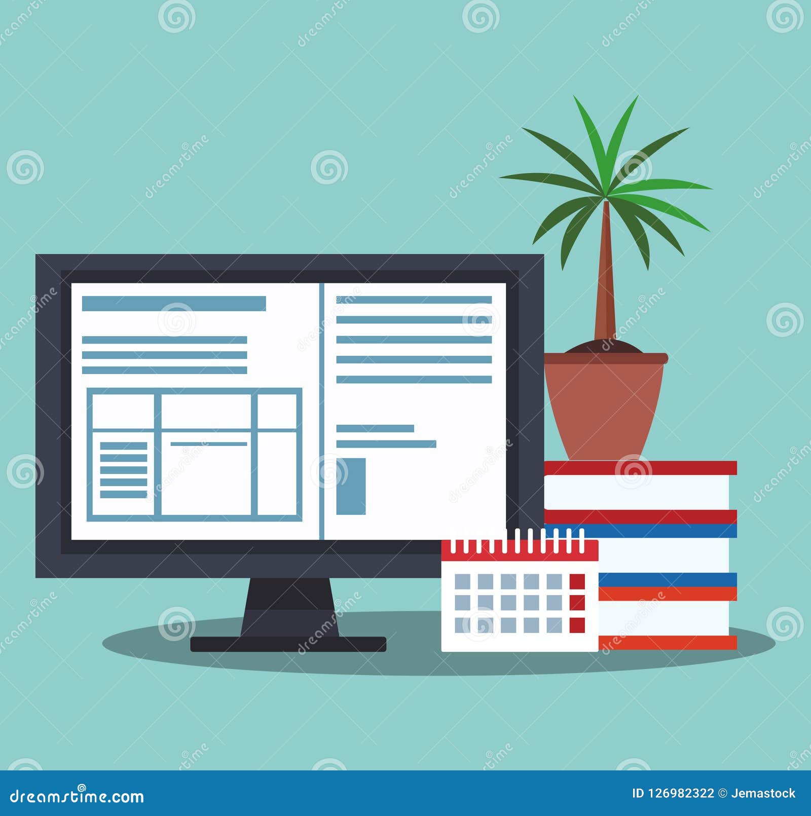 Office elements cartoons stock vector. Illustration of chair - 126982322