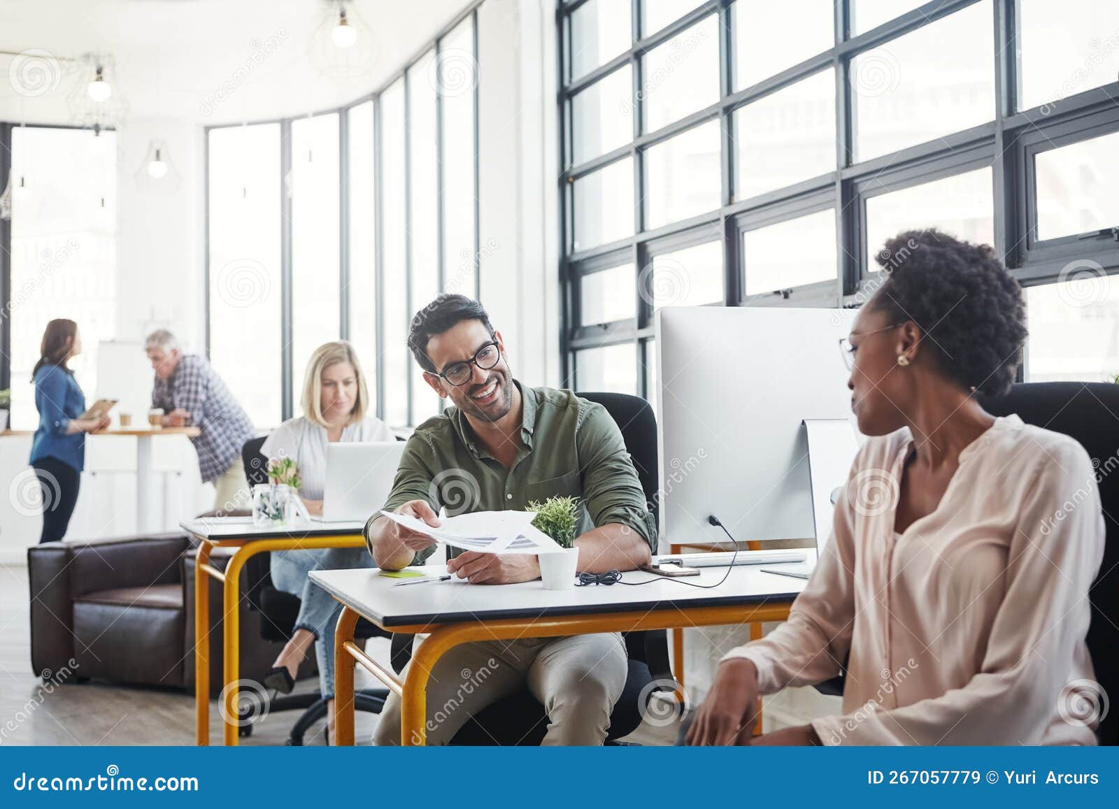 Office, Computer and Business Colleagues Talking or in Discussion while ...