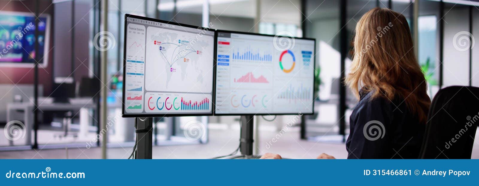 Office Computer Data Analytics Dashboard Showing KPI Stock Image ...