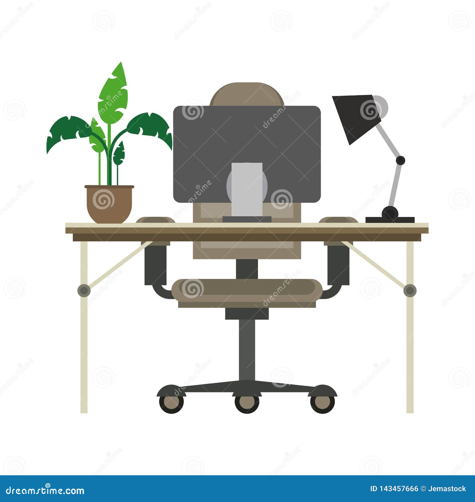 Office with computer stock vector. Illustration of meeting - 143457666