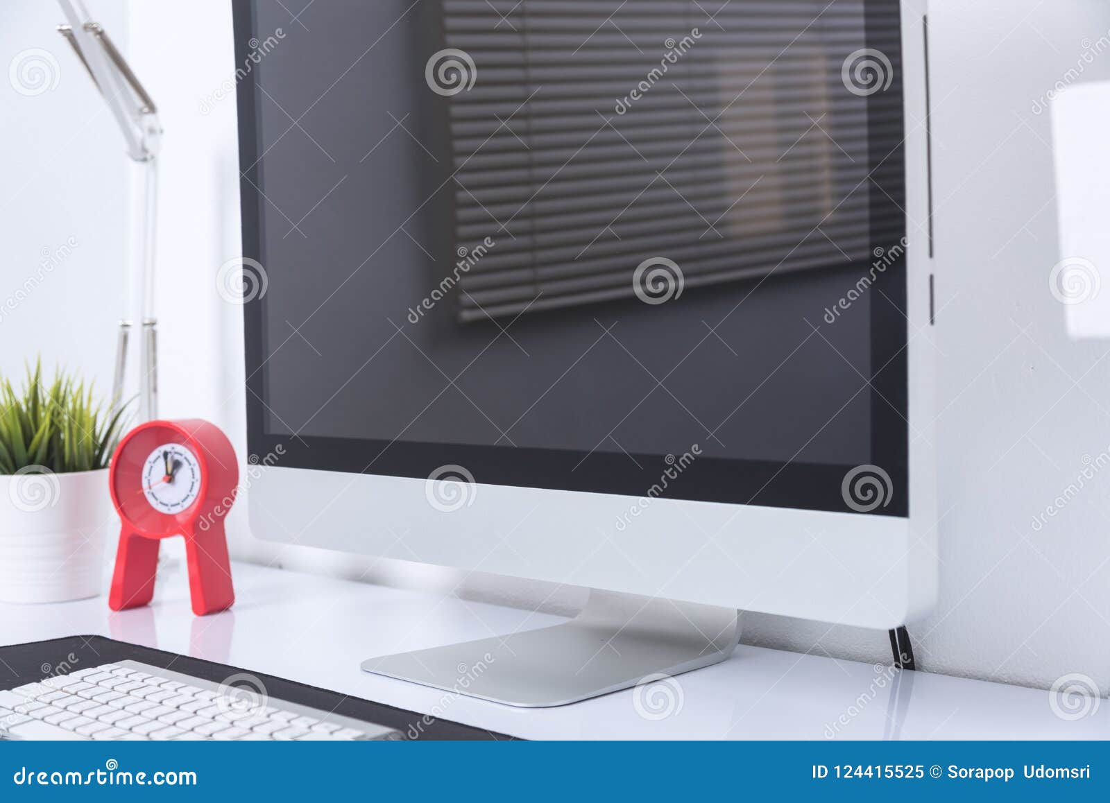 Office Computer Monitor on Desk Stock Image - Image of business, table ...
