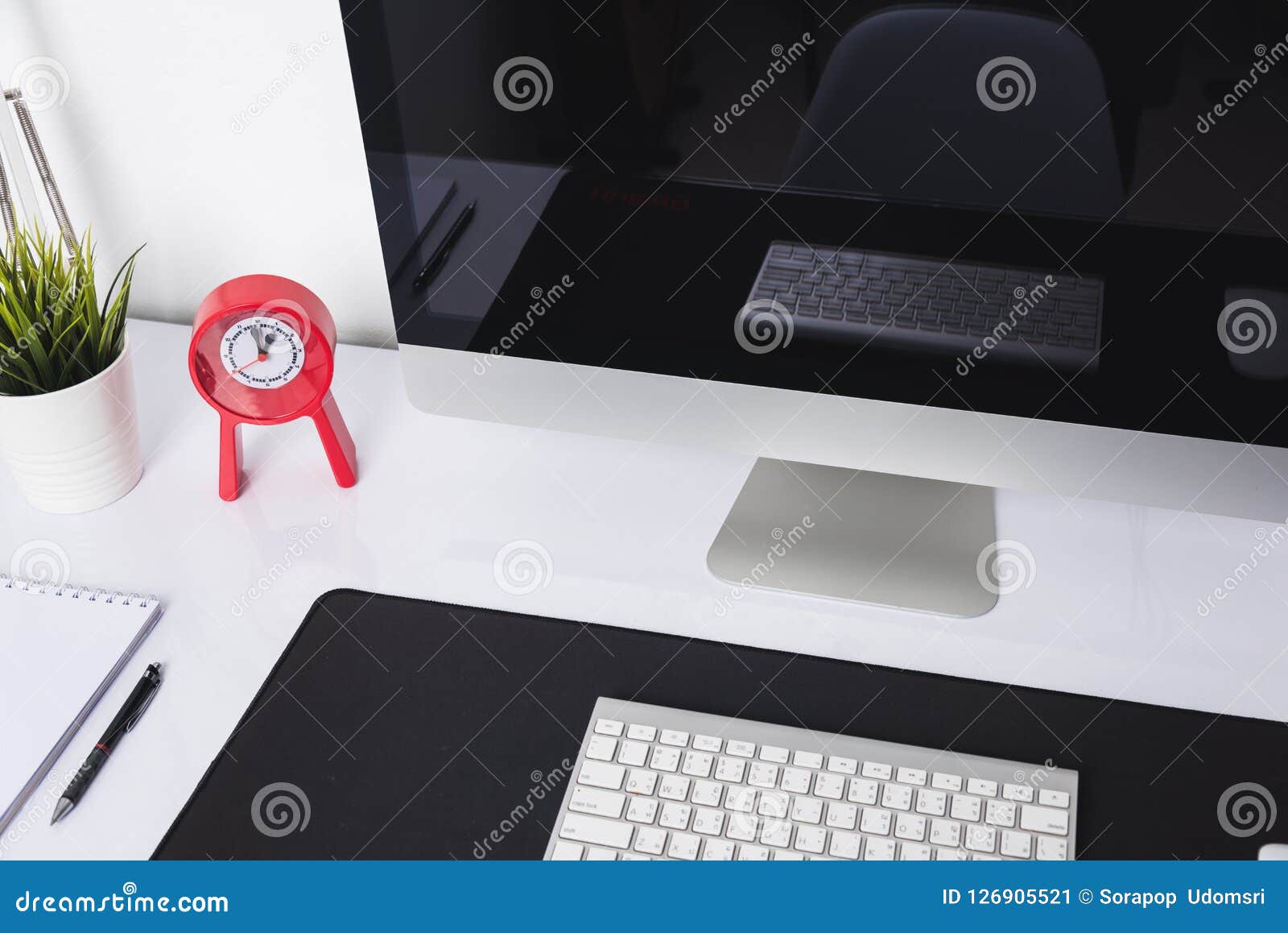 Office Computer Monitor on Desk Stock Image - Image of room, business ...