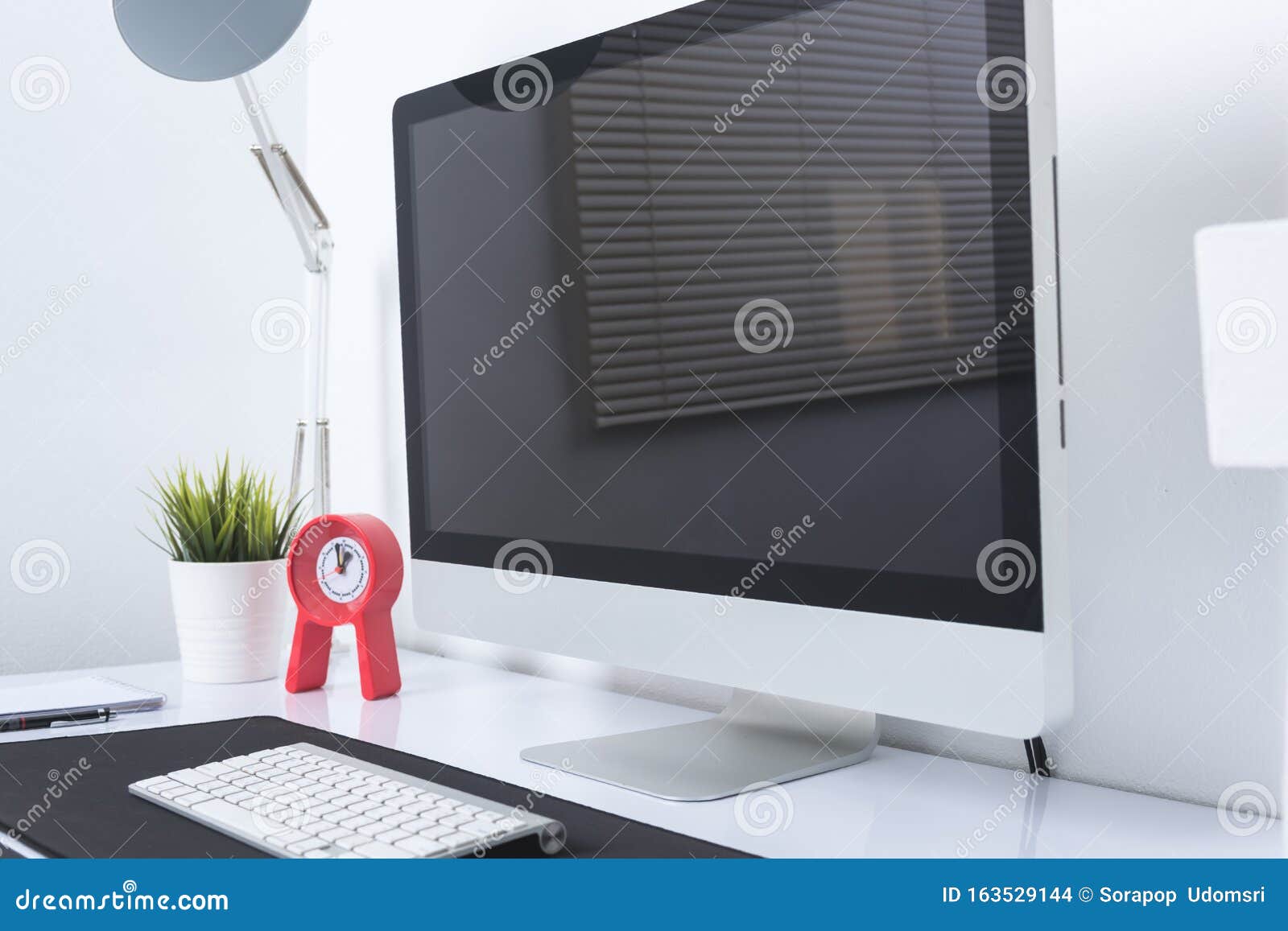 Office Computer Monitor on Desk Stock Photo - Image of laptop, book ...