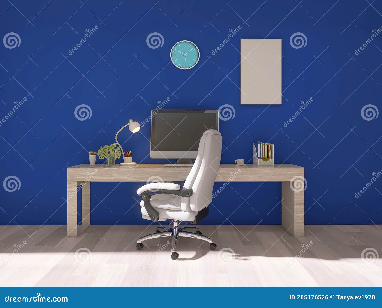 Office, Computer, Room Interior 3d Render, 3d Illustration Concept ...