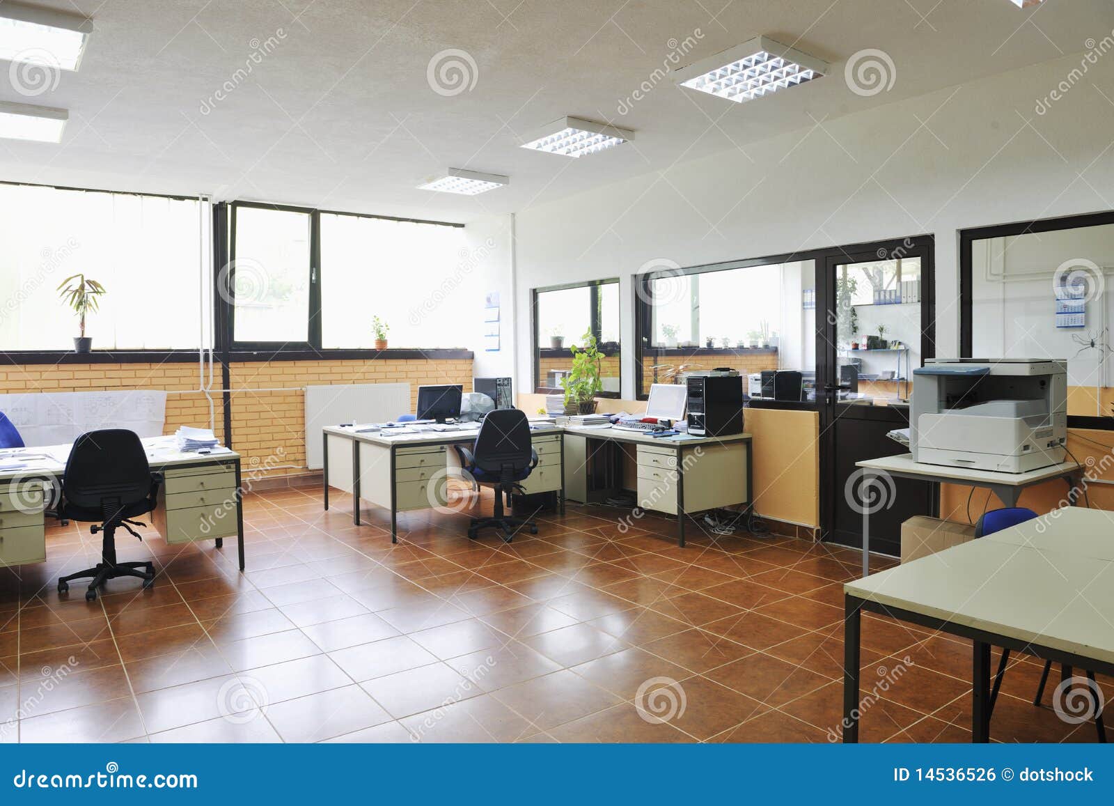 Office with Computers Indoor Stock Photo - Image of computer, office ...