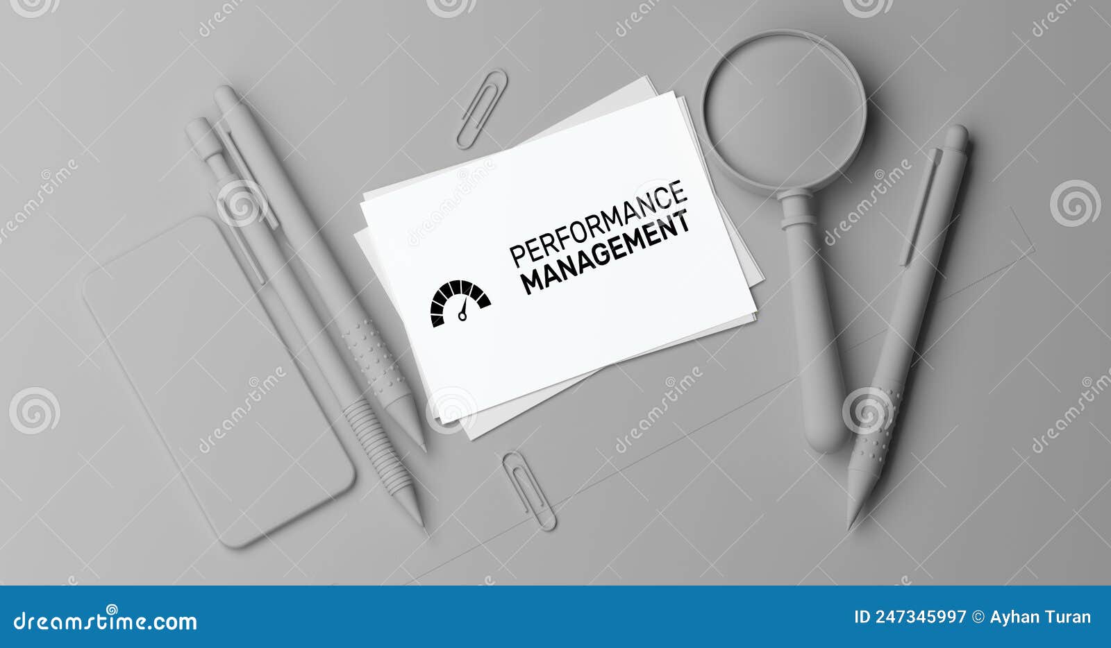 Office Concept ,gray Background and Performance Management Stock ...