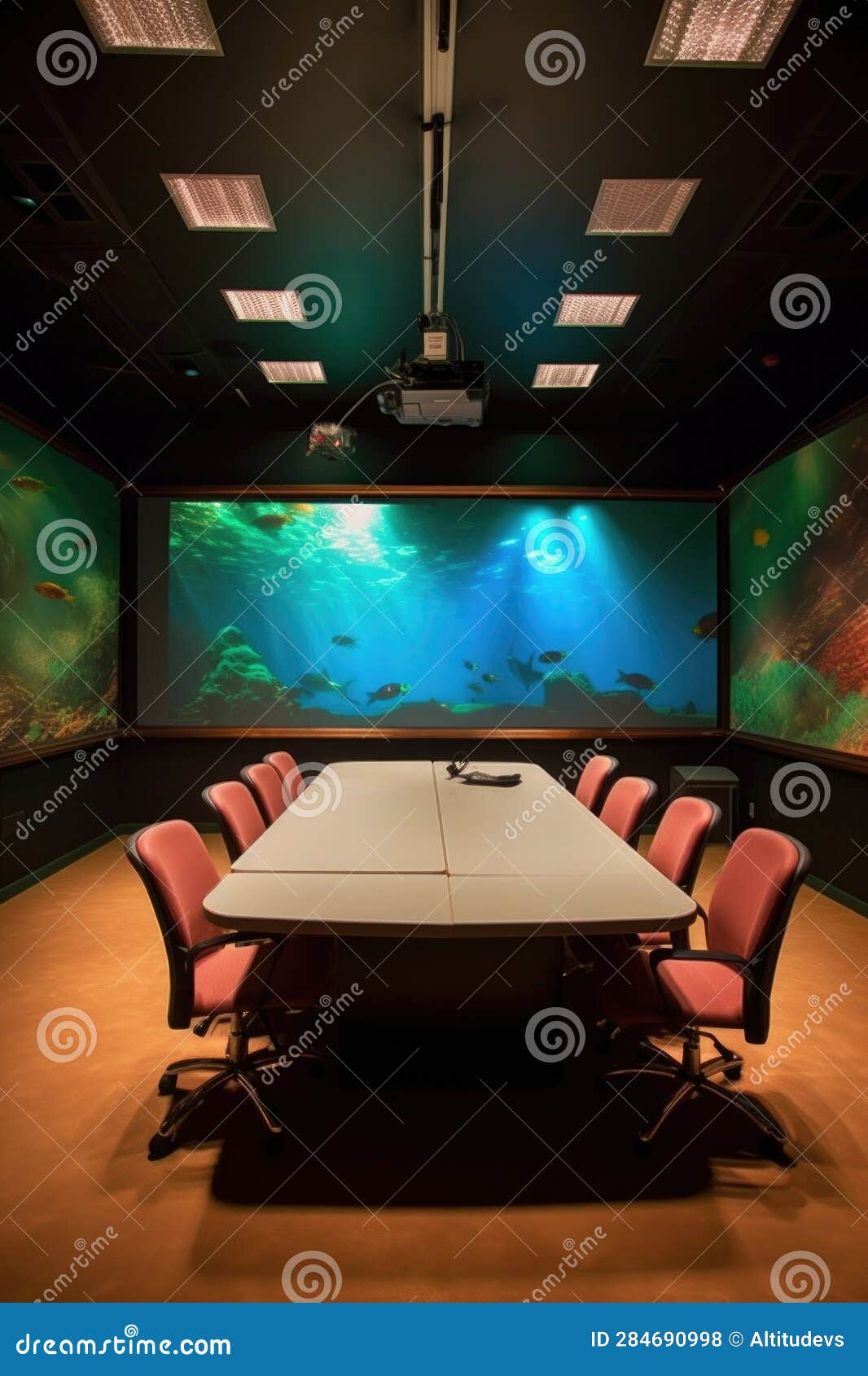 Office Conference Room with Projector Screen Stock Photo - Image of ...