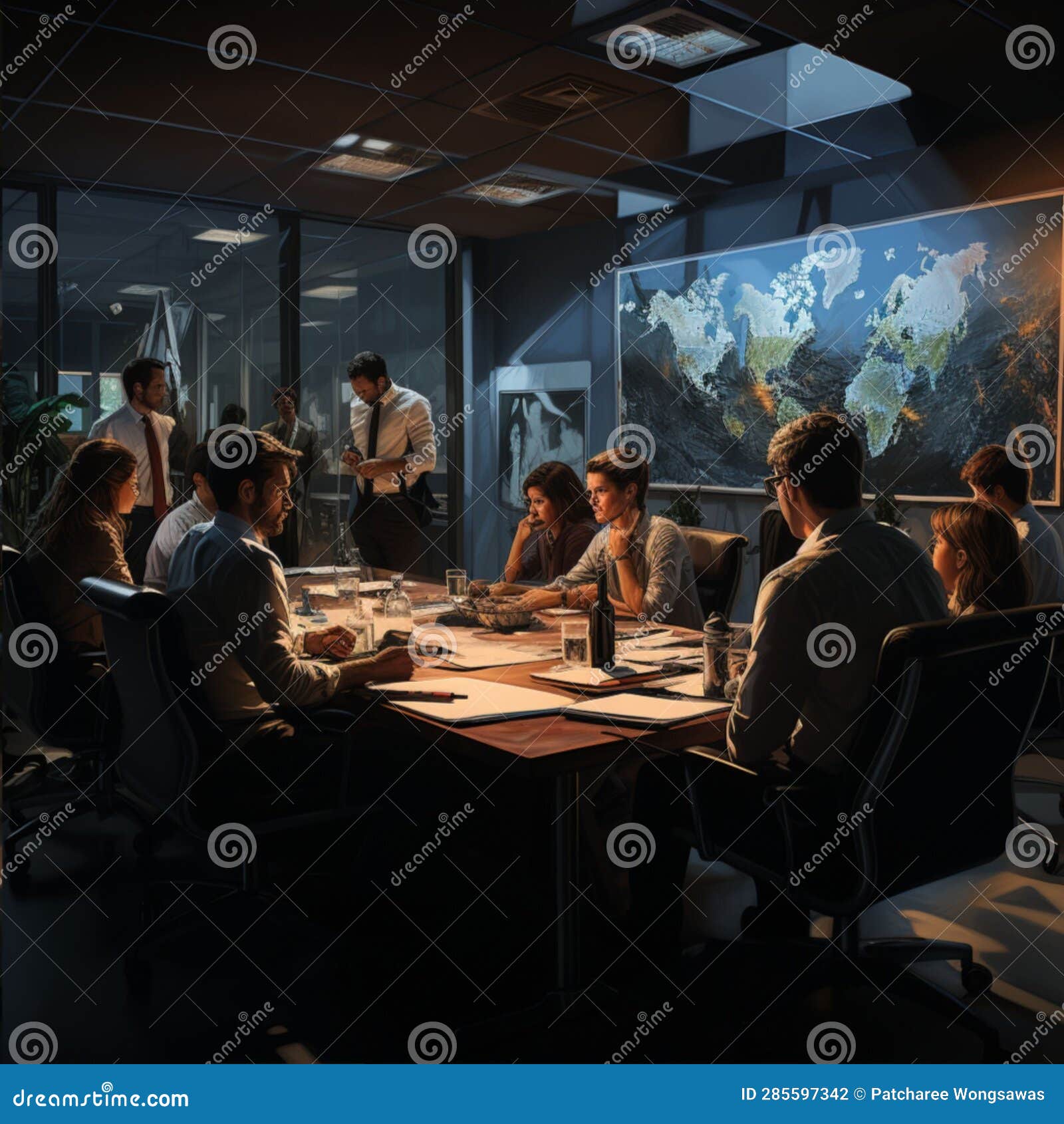Office Conference Room Staff Meeting Stock Illustration - Illustration ...