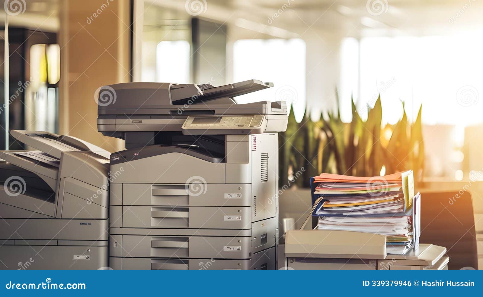 Office Copier Machine Printing Documents in Modern Workplace Stock ...