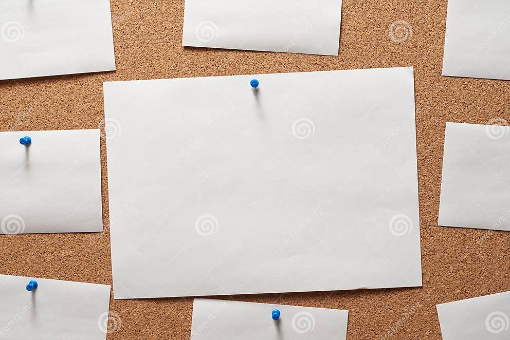 Office Cork Board for Notes with Empty Notes Stock Photo - Image of ...