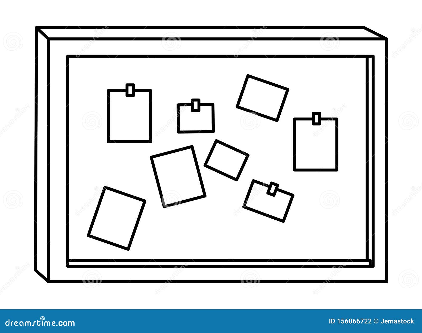 Office Corkboard with Notes Cartoon in Black and White Stock Vector ...