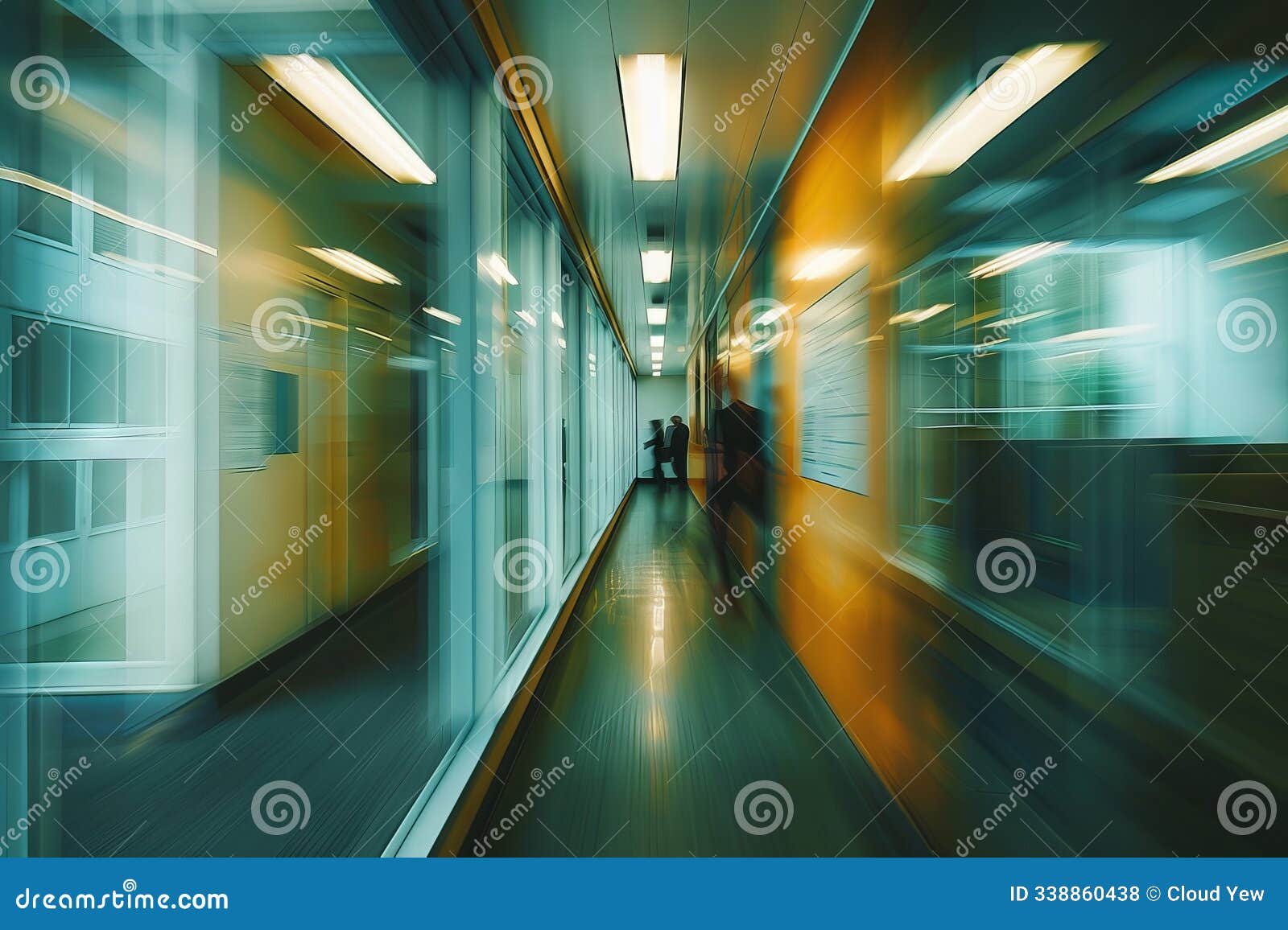 Office Corridor Scene with Blurred Motion Stock Illustration ...