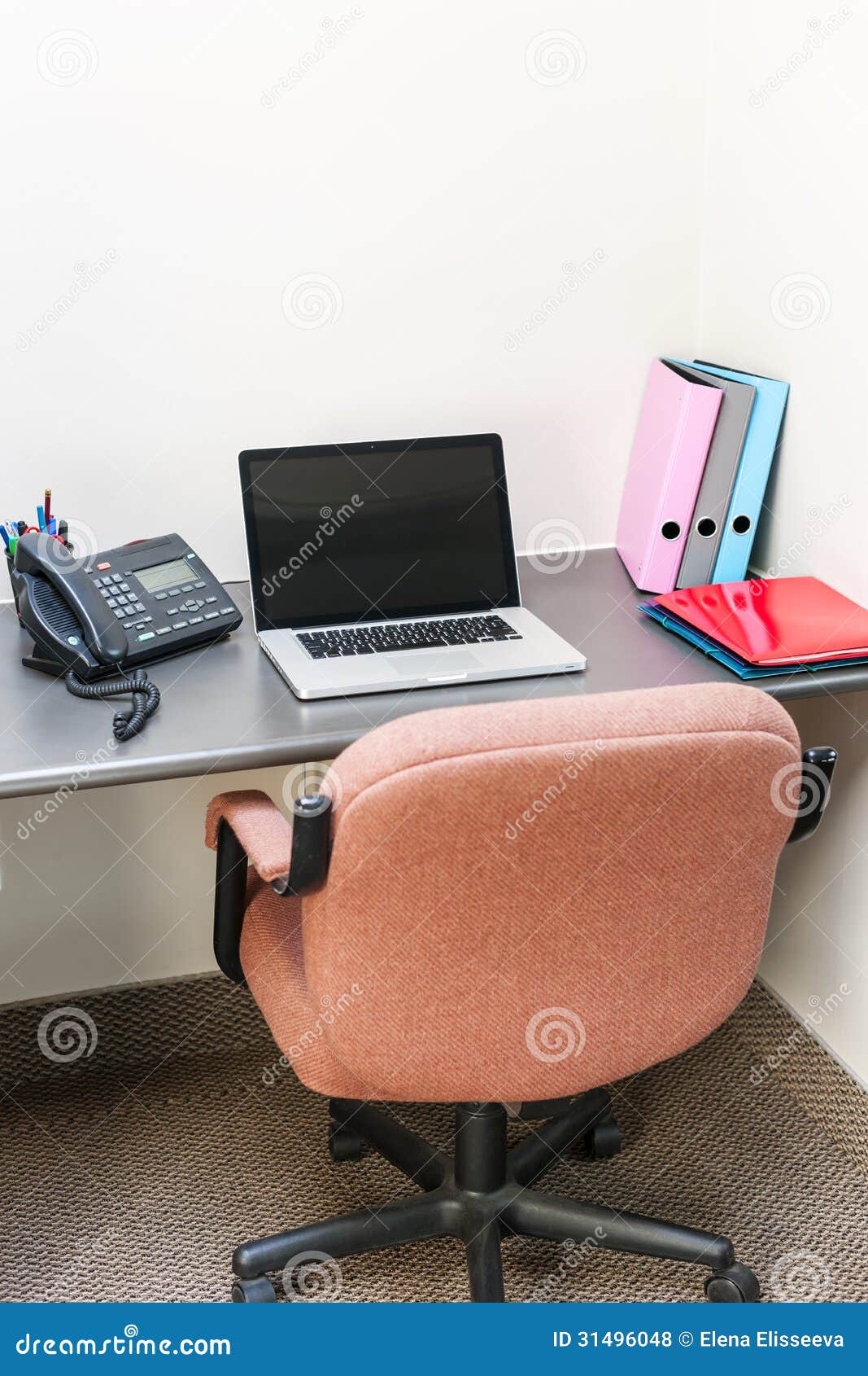 Office Cubicle with Laptop Computer Stock Photo - Image of desk, simple ...