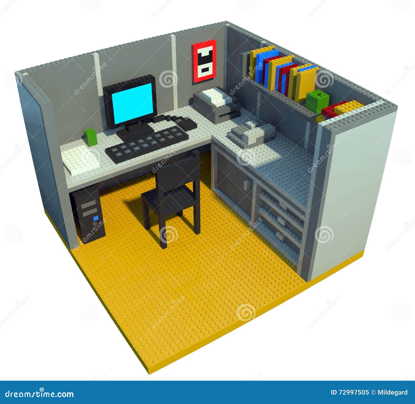 Office Cubicle Made of Toy Blocks Stock Illustration - Illustration of ...