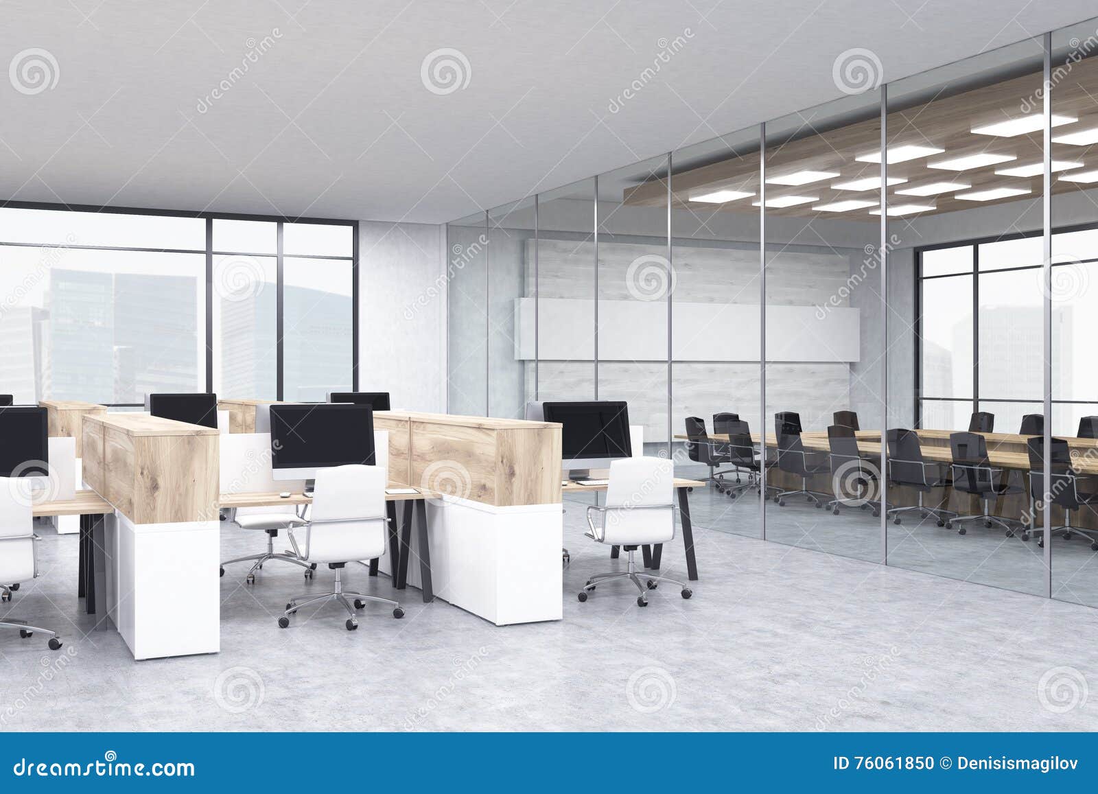 Office Cubicles and Conference Room Stock Photo - Image of electronic ...
