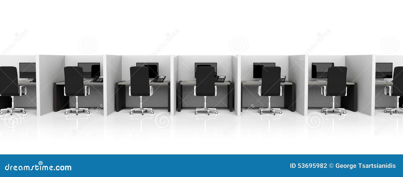 Office Cubicles With Computer Screens Work Office Background Stock ...