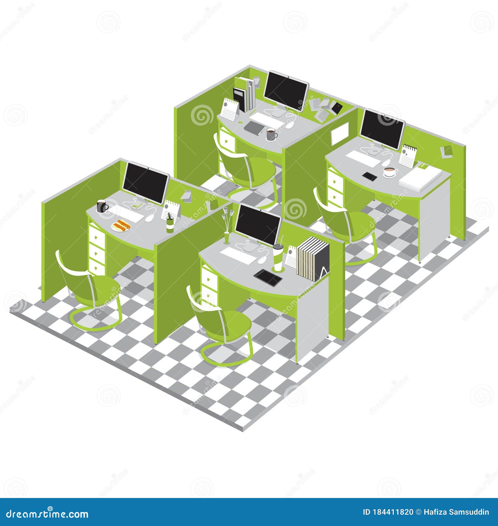 Office Cubicles. Vector Illustration Decorative Background Design Stock ...